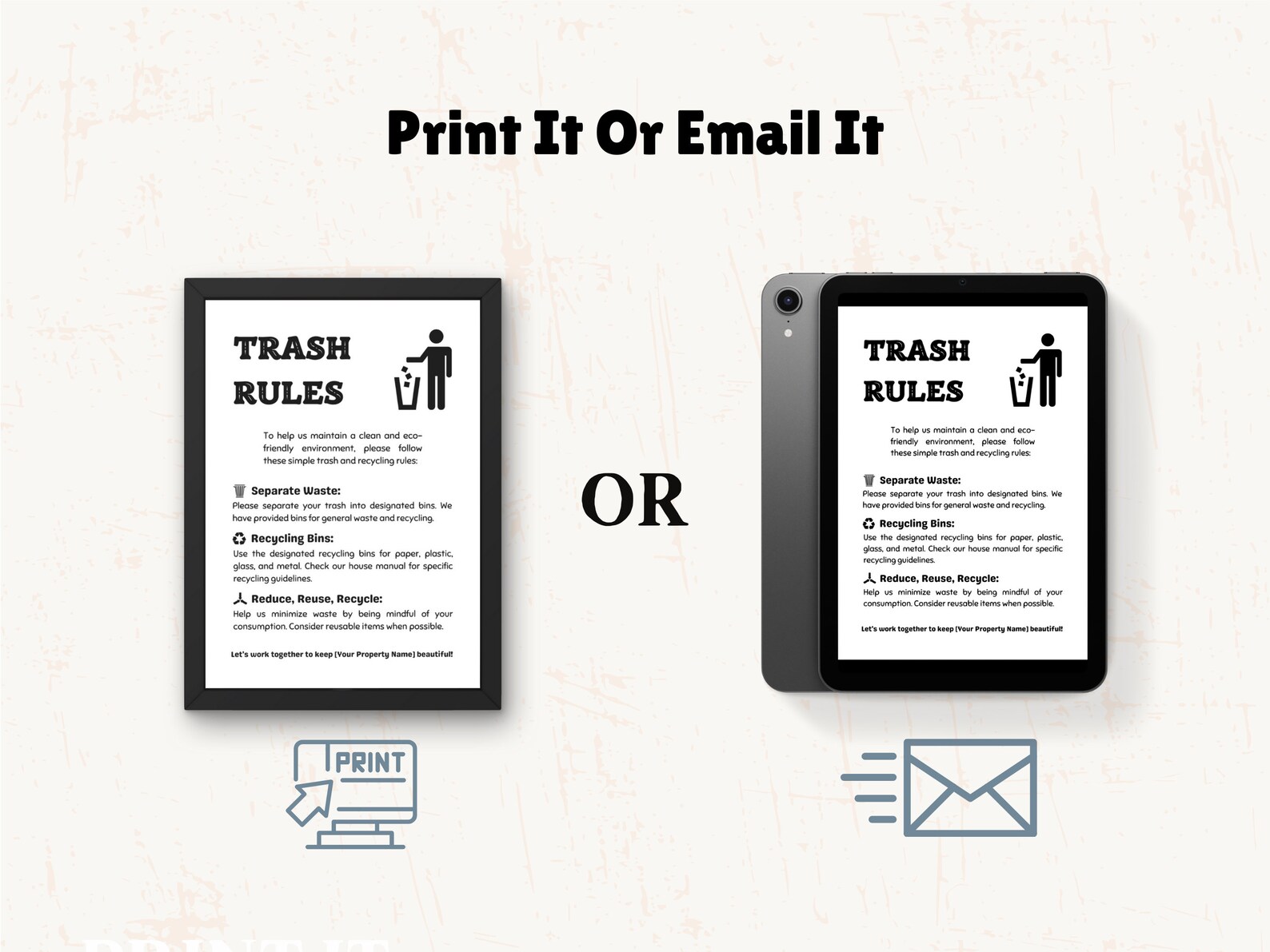 Trash Rules Sign, Airbnb Editable Sign, Trash Directions, Editable ...