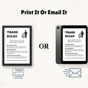 Trash Rules Sign, Airbnb Editable Sign, Trash Directions, Editable ...