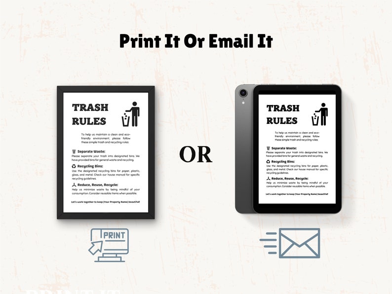 Trash Rules Sign, Airbnb Editable Sign, Trash Directions, Editable ...