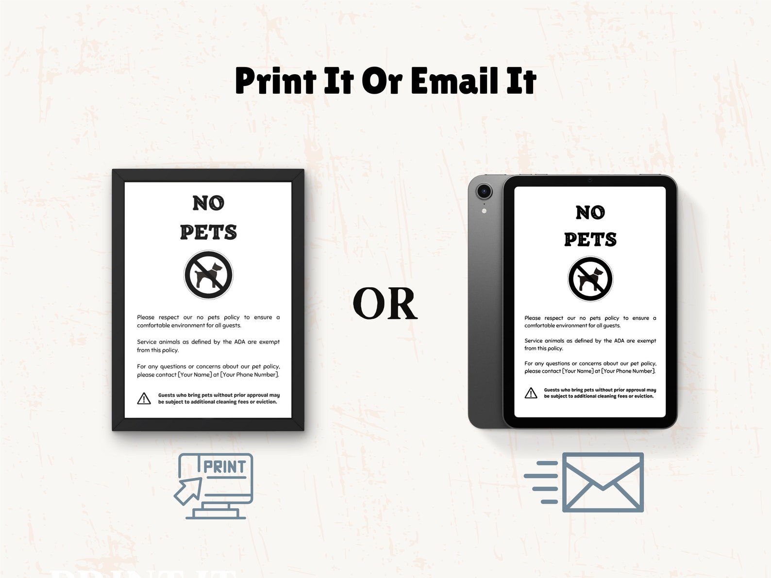 No Pets Allowed Airbnb Template Sign, Template Sign for Airbnb Hosts ...