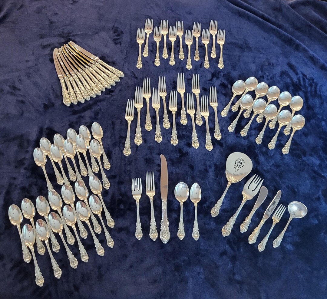 Wallace Sterling Silver Flatware Set Sir Christopher Pattern 78 PCS - Etsy