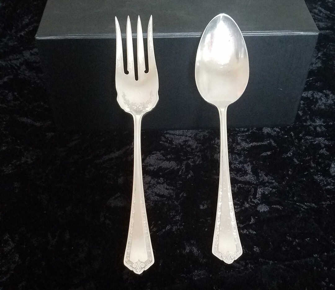 Vintage Silverplate Meat Fork and Spoon Serving Set - Hampden Pattern ...