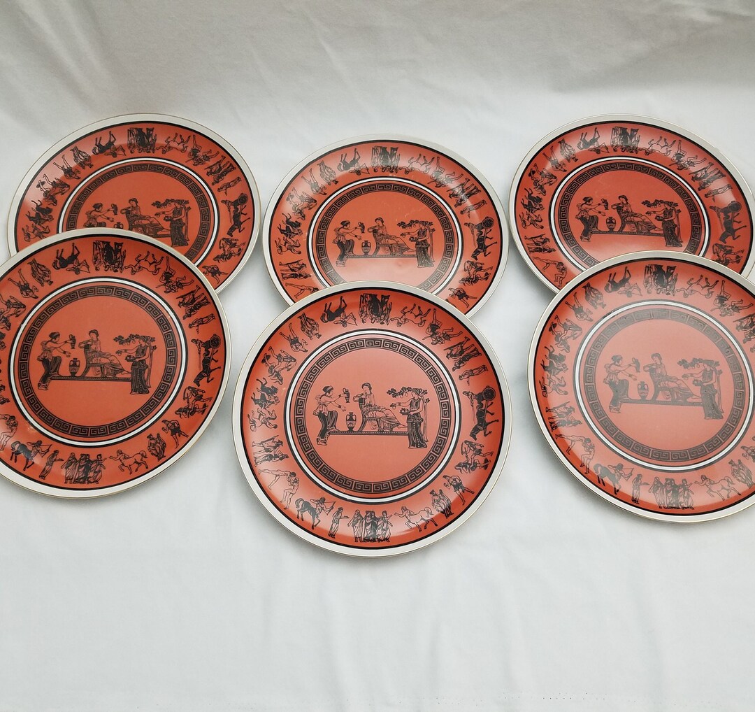 Vintage Manto by Mexaca Greek Liqueur Set of 6 Gold Rimmed Plates - Etsy