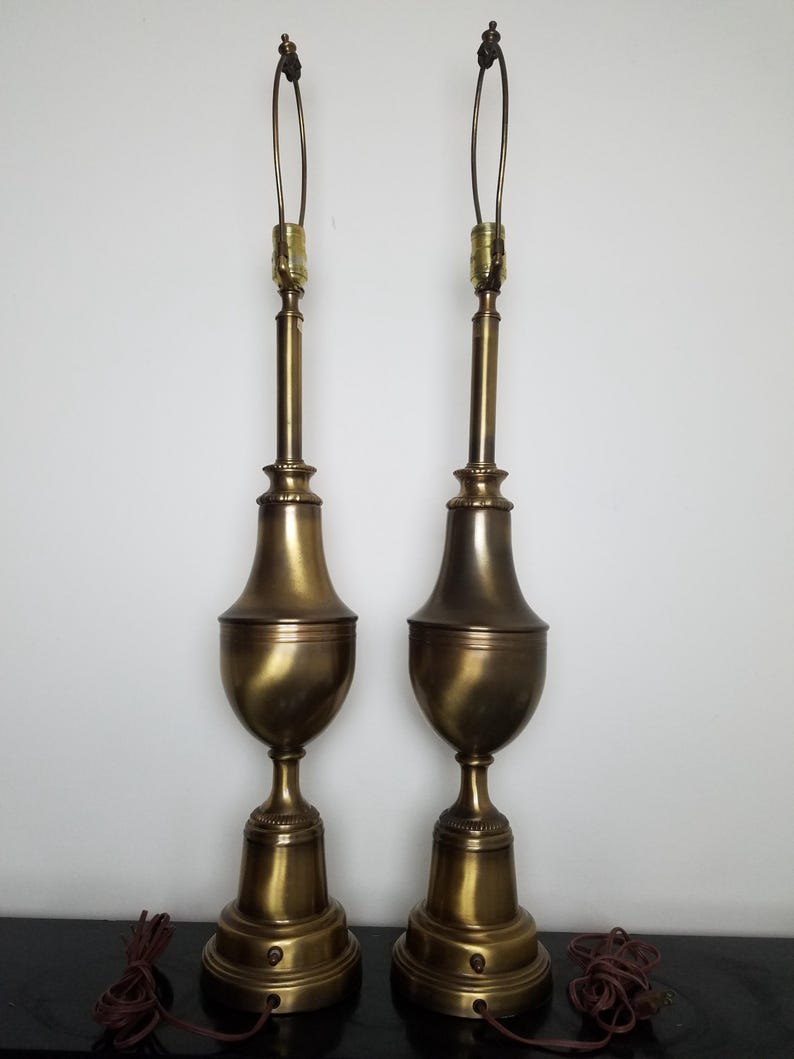 Pair of Vintage Rembrandt Brass Table Lamps With Shades - Etsy