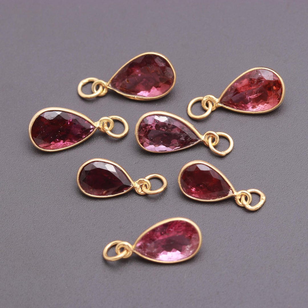 Watermelon Tourmaline Gemstone Charms | Tourmaline Connector, 925 ...