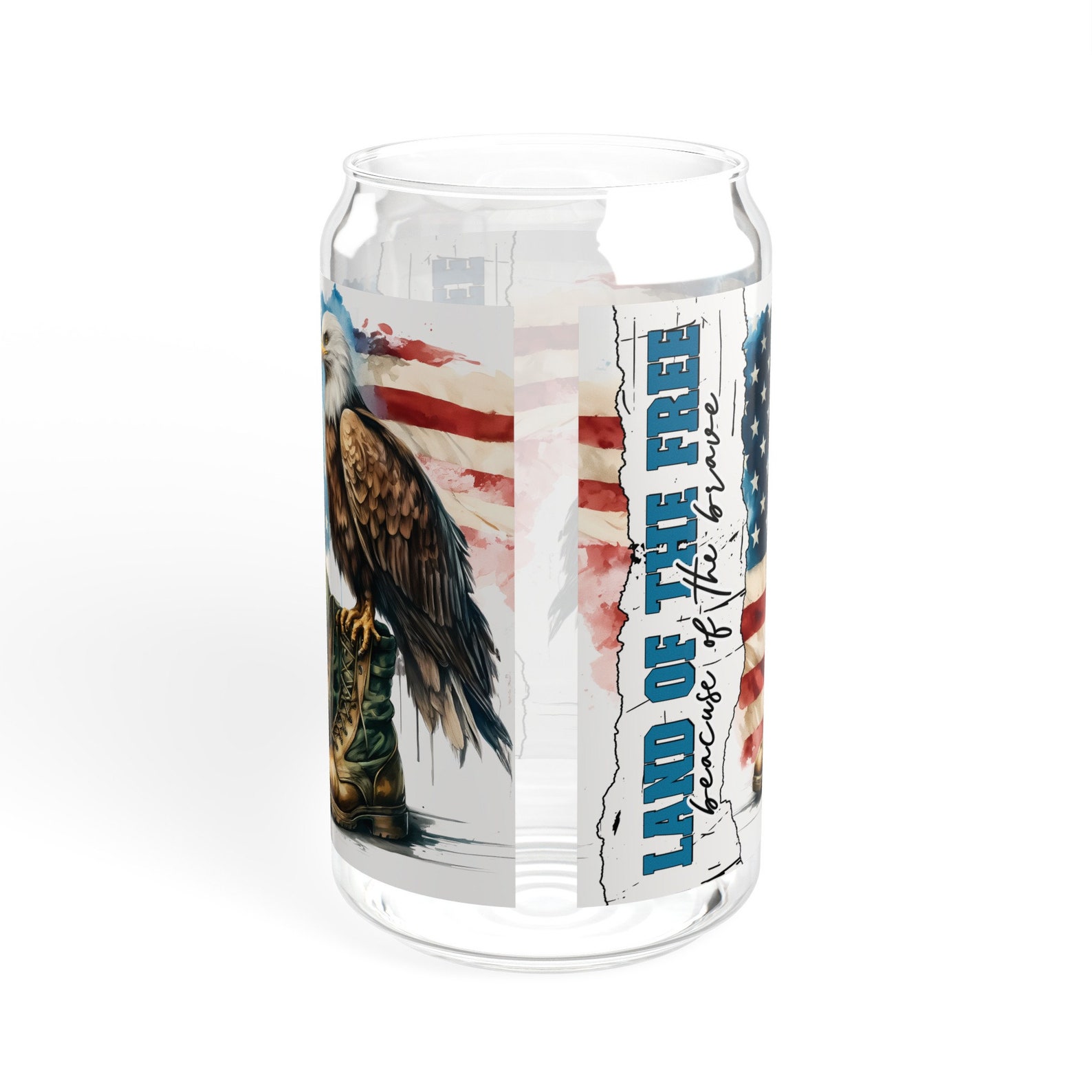 Patriotic Eagle & Boots Sipper Glass USA Flag Drinkware Military ...
