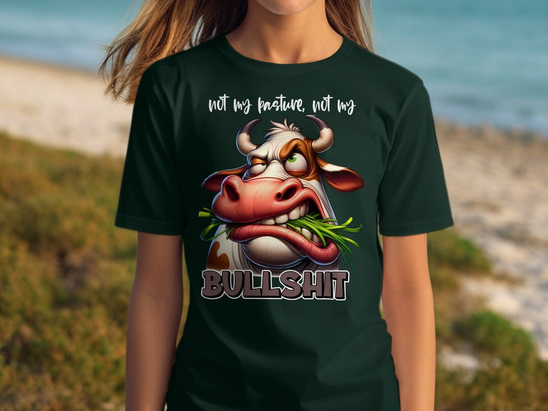 Funny Angry Cow Cartoon T-shirt, Hilarious Bull Shirt Design, Farm ...
