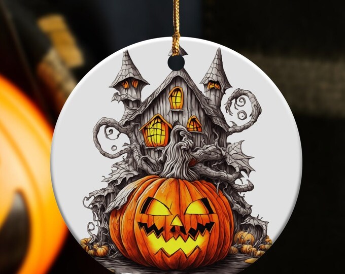 Ghastly Grins Haunted Halloween Skeleton Stained Glass Style Ceramic ...