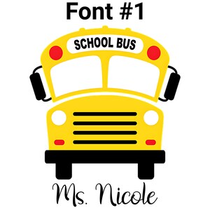 Customizable School Bus Sticker, Personalized Teacher Name Label, Back ...