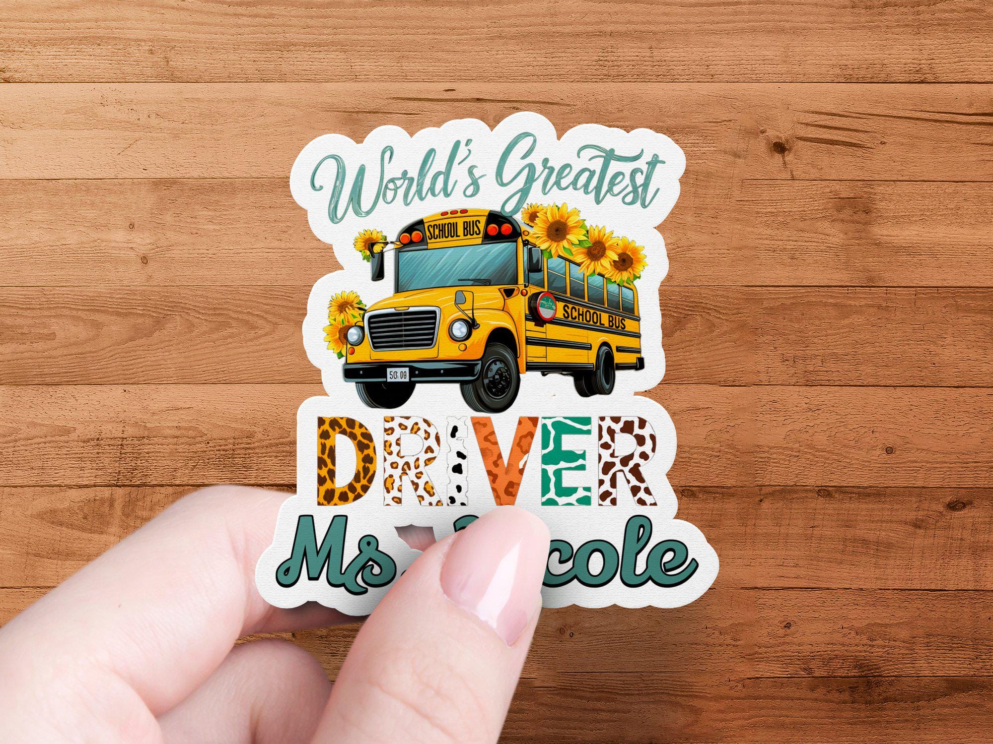 Personalized School Bus Driver Sticker: Custom Name, Appreciation Gift ...