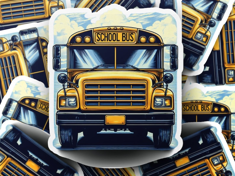 School Bus Sticker, Cute Bus Art, Perfect for Laptops and Backpacks ...
