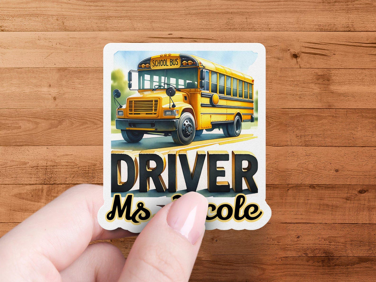 Custom Name School Bus Driver Sticker, Personalized Teacher Gift, Cute ...