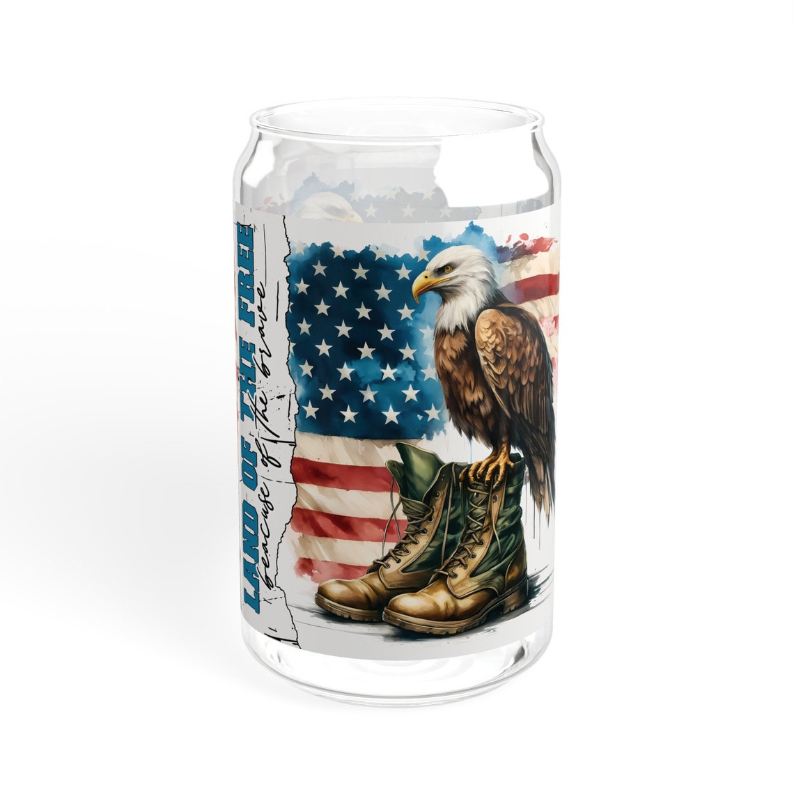 Patriotic Eagle & Boots Sipper Glass USA Flag Drinkware Military ...