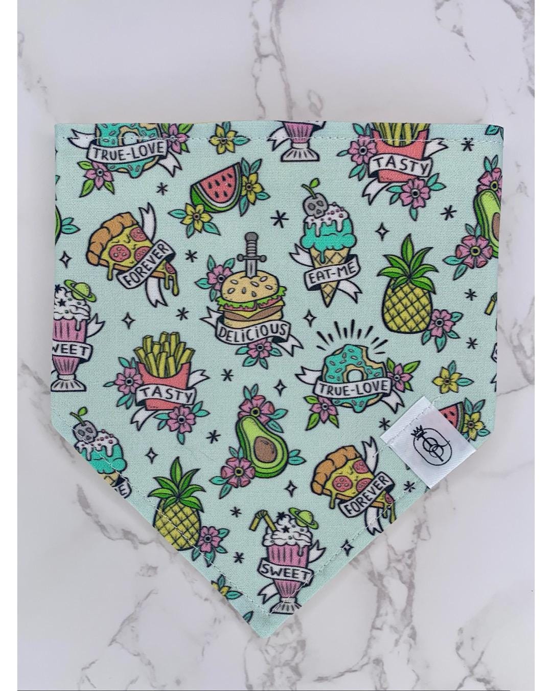 Food Tattoos Reversible Snap-on Cat/dog Pet Bandana - Etsy