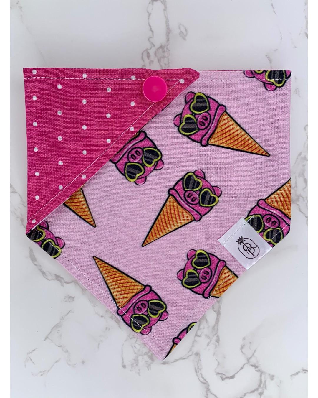 Pink Piggy Cones Reversible Snap-on Cat/dog Pet Bandana - Etsy