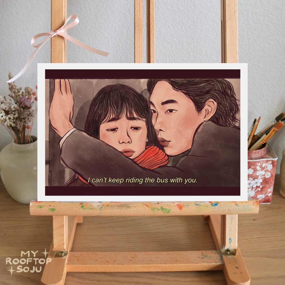 Lost Bus Scene, Korean Drama Illustrated Art Print With Quote, Kdrama ...