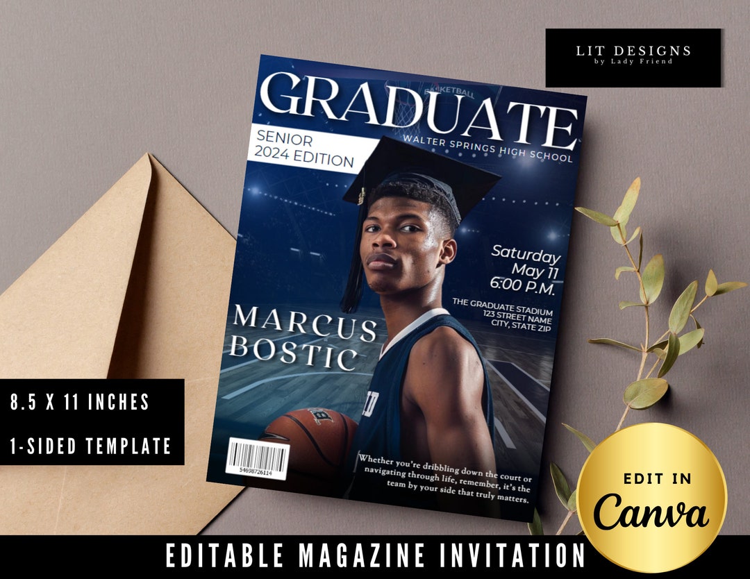 Editable Graduation Magazine Cover Template | Class of 2025 ...