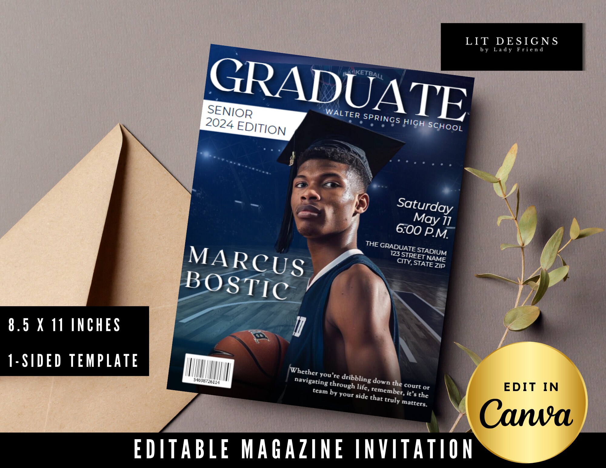 Editable Graduation Magazine Cover Template | Class of 2025 ...