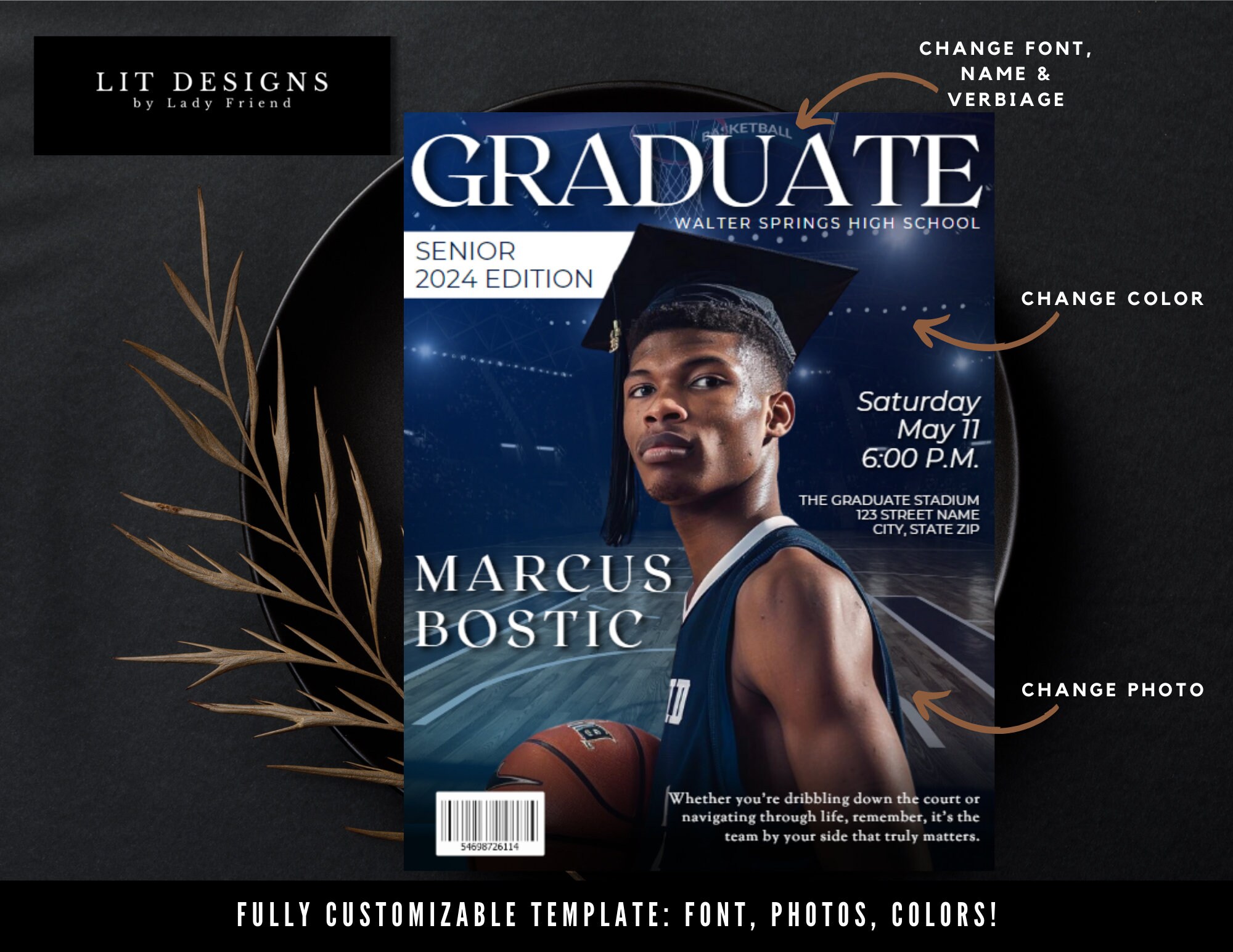 Editable Graduation Magazine Cover Template | Class of 2025 ...
