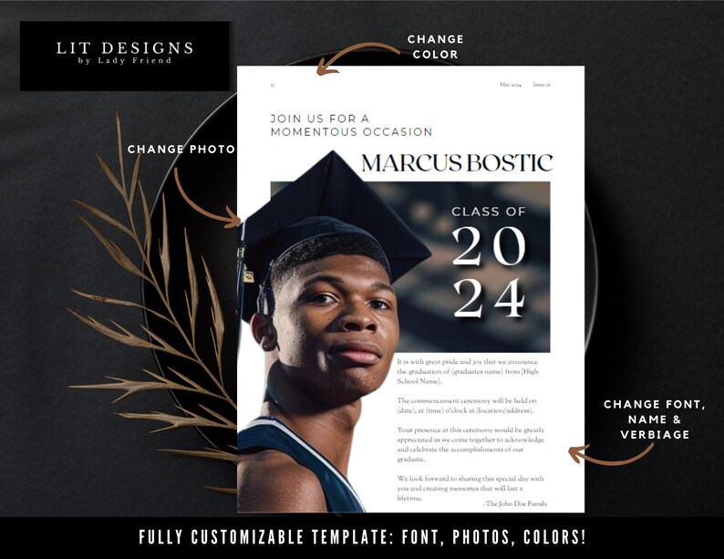 Graduation Magazine Cover Invitation Graduation Invite Graduation ...