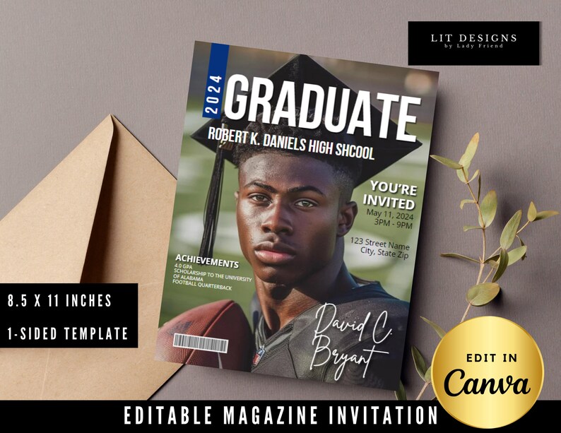 Editable Graduation Magazine Cover Template | Class of 2025 ...