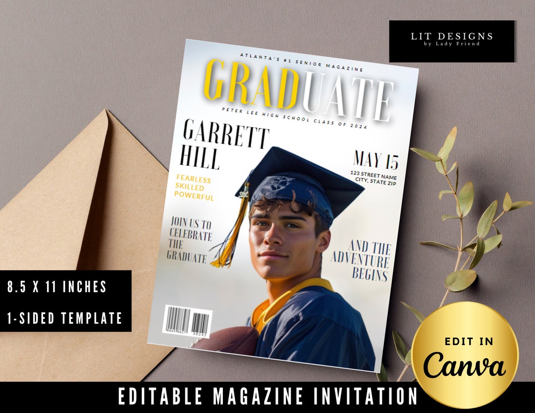 Editable Graduation Magazine Invitation Template | 2024 Graduation ...