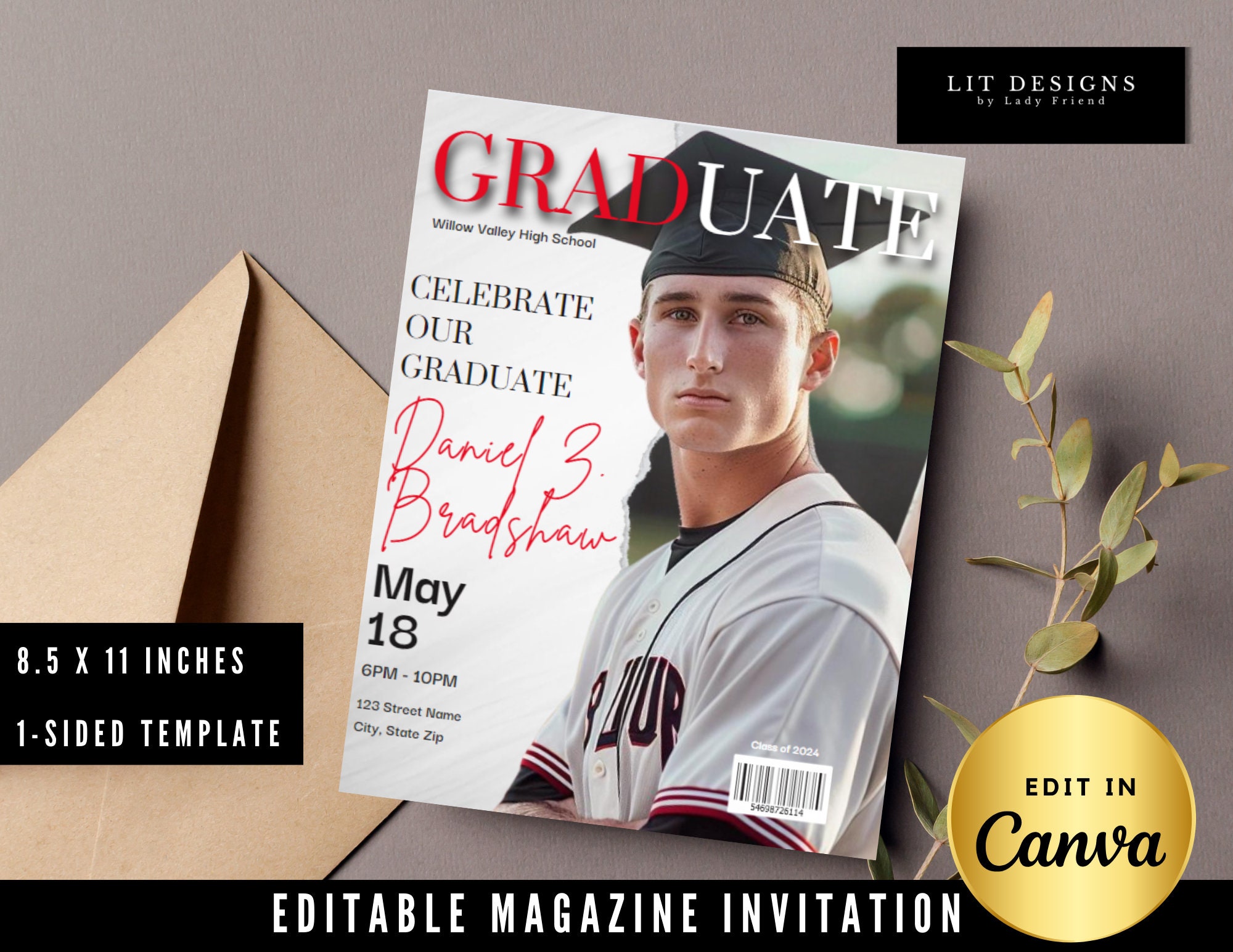 Editable Graduation Magazine Invitation Template | 2024 Graduation ...