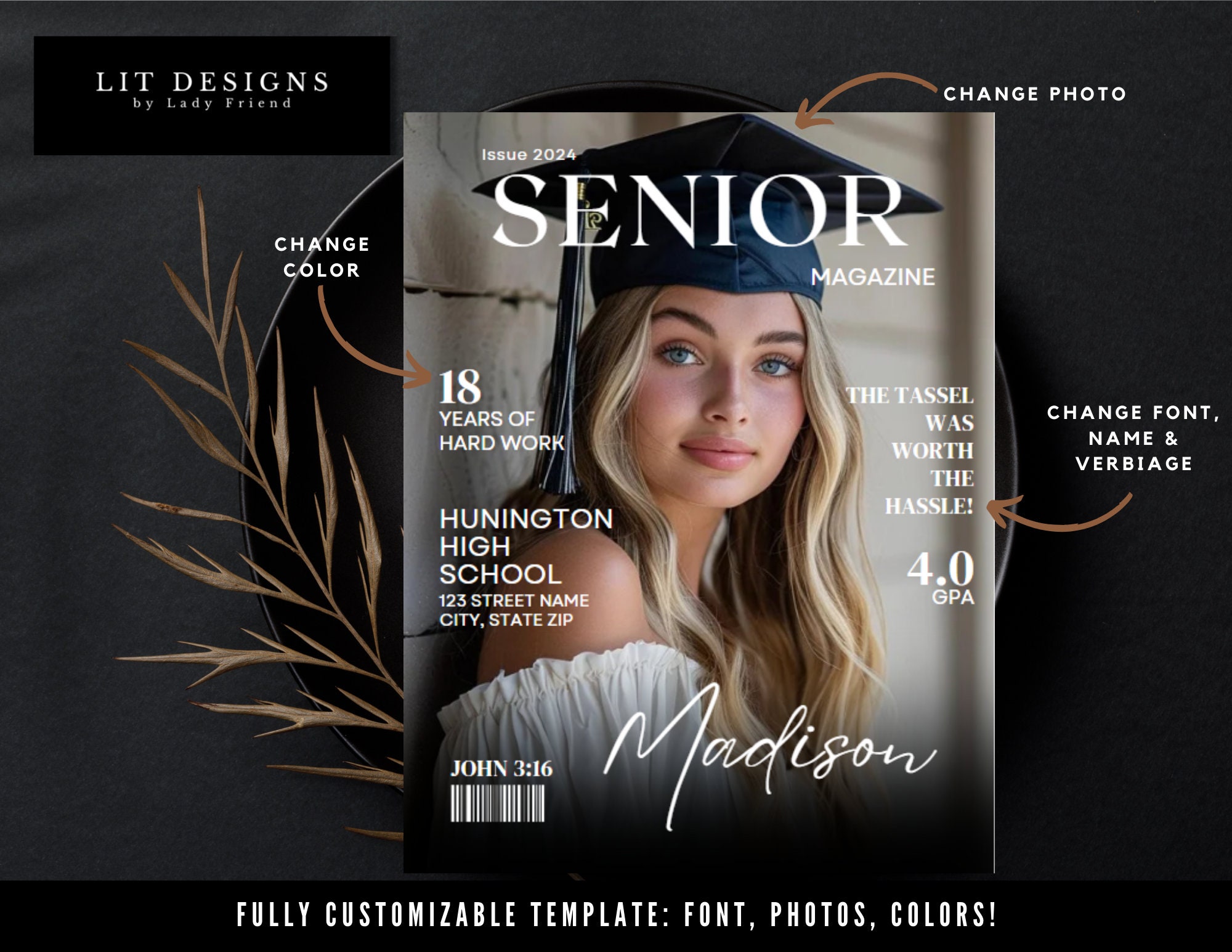Editable Graduation Magazine Cover Template | Class of 2024 ...