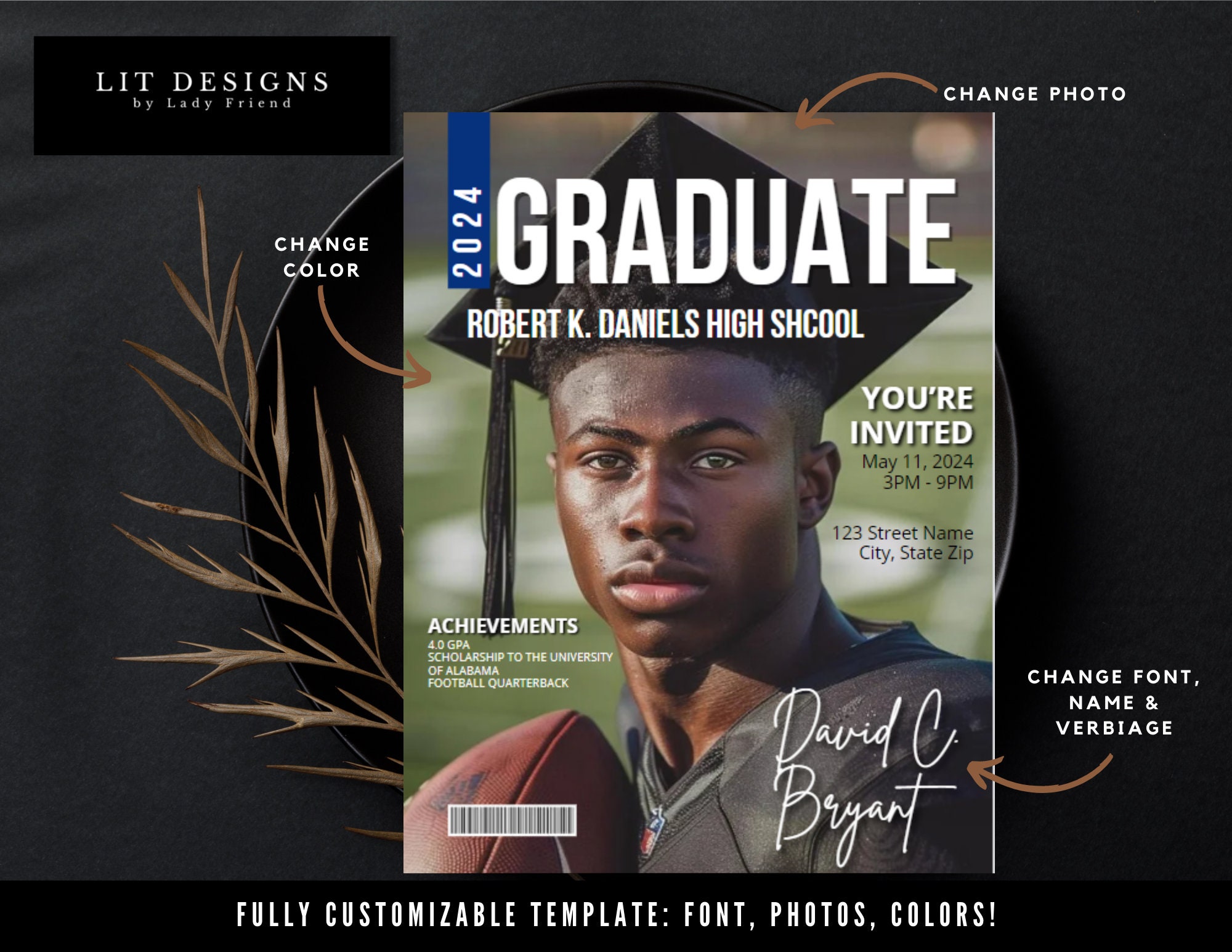 Editable Graduation Magazine Cover Template | Class of 2025 ...