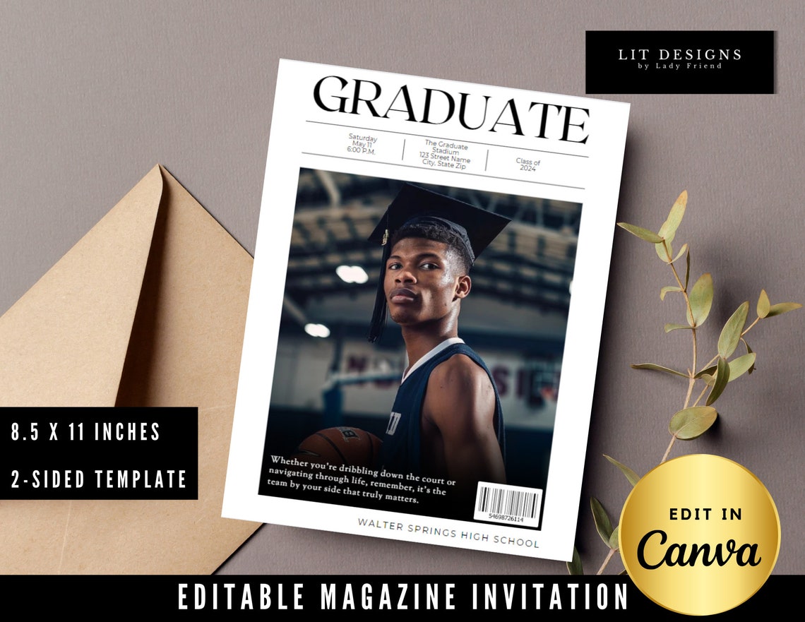 Graduation Magazine Cover Invitation Graduation Invite Graduation ...