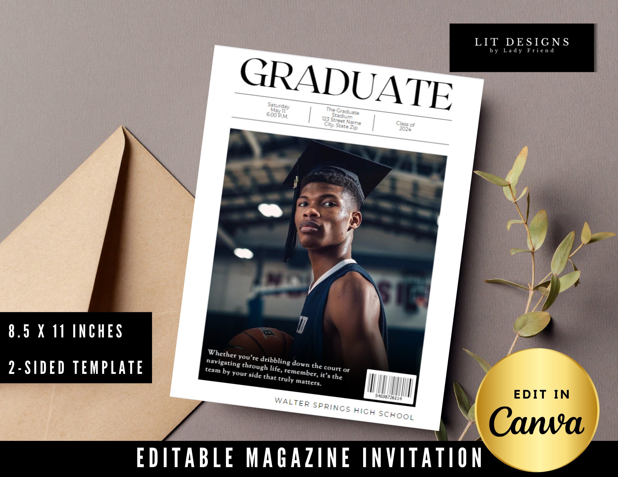 Graduation Magazine Cover Invitation | Graduation Invite | Graduation ...