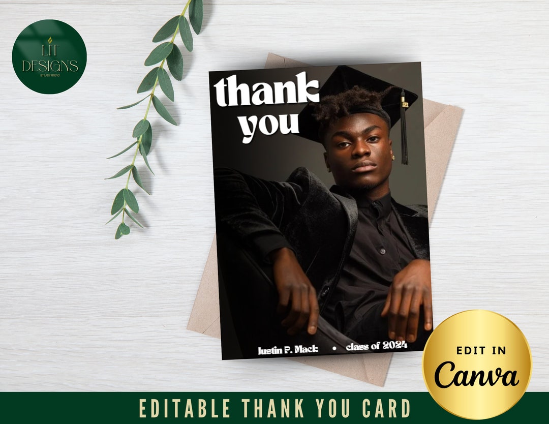 Graduation Thank You Card Template | Thank You | Thank You Card | Thank ...