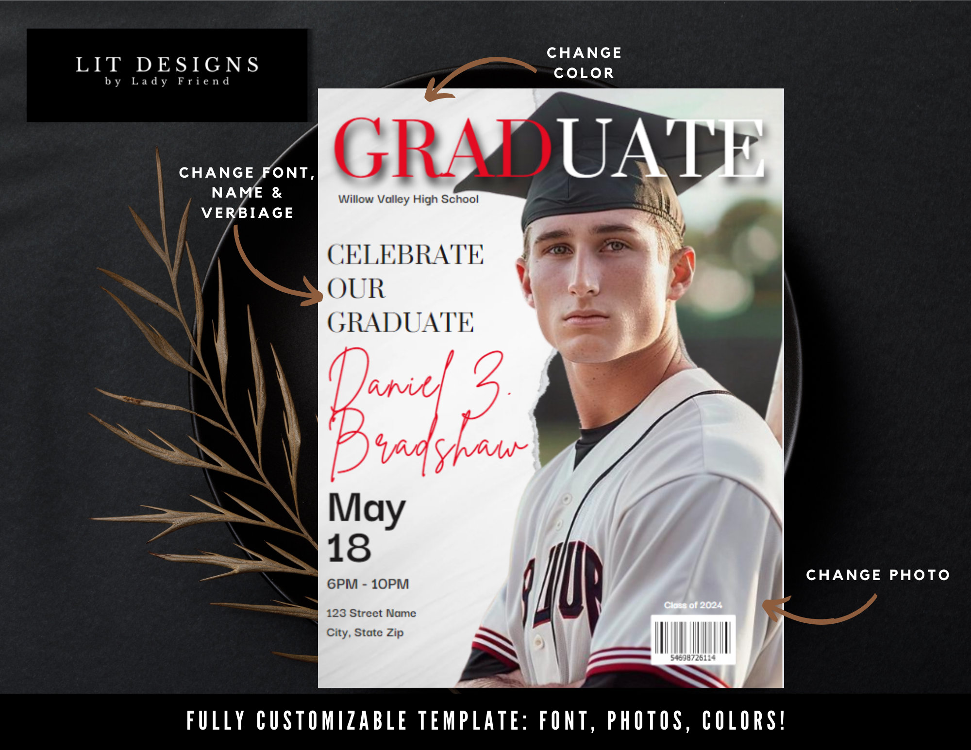 Editable Graduation Magazine Invitation Template | 2024 Graduation ...