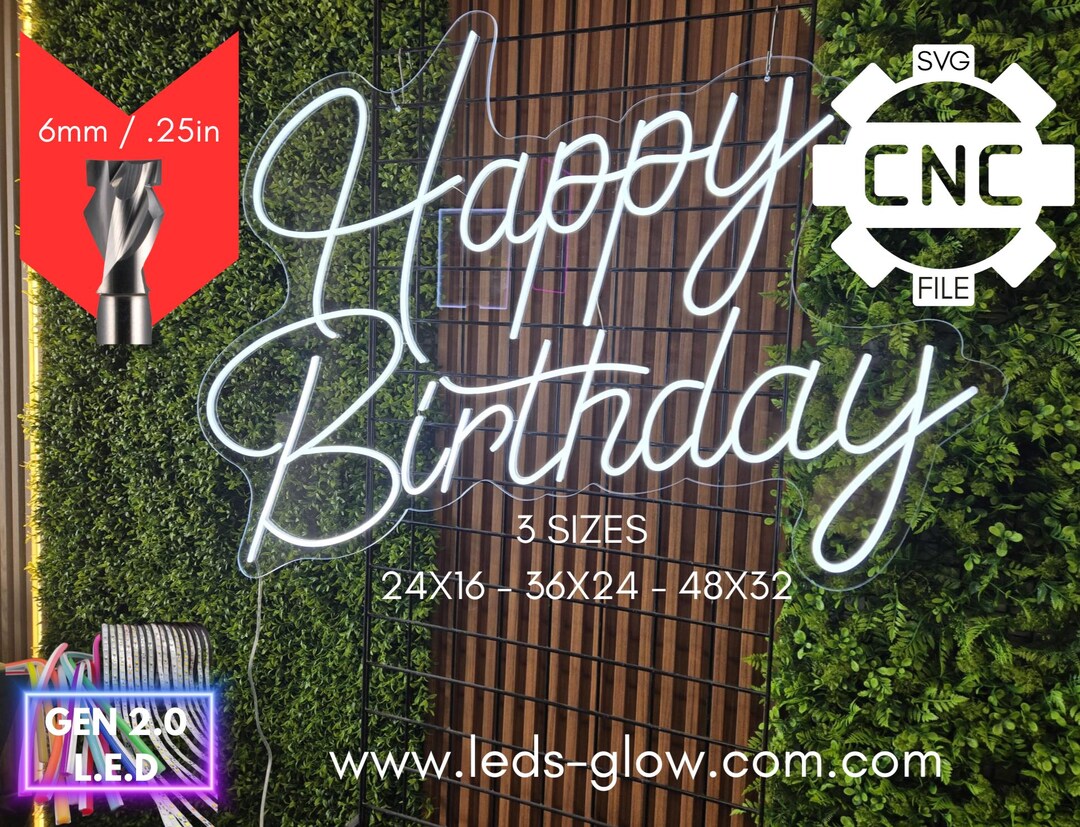 Happy Birthday LED Sign Single Stroke CNC File SVG - Etsy