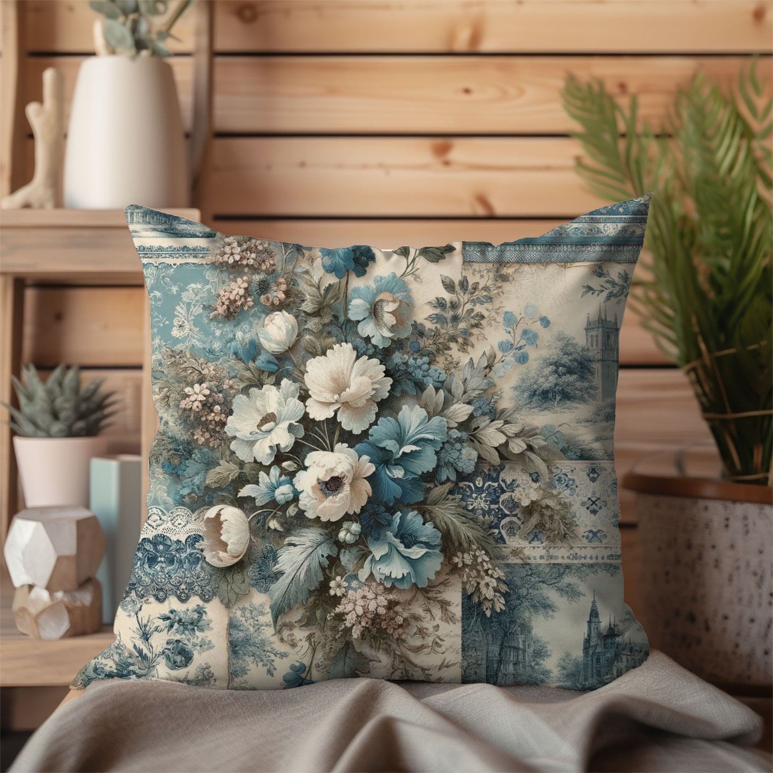 Floral Cottagecore Throw Pillow for Readers, Accent Pillow for Couch ...