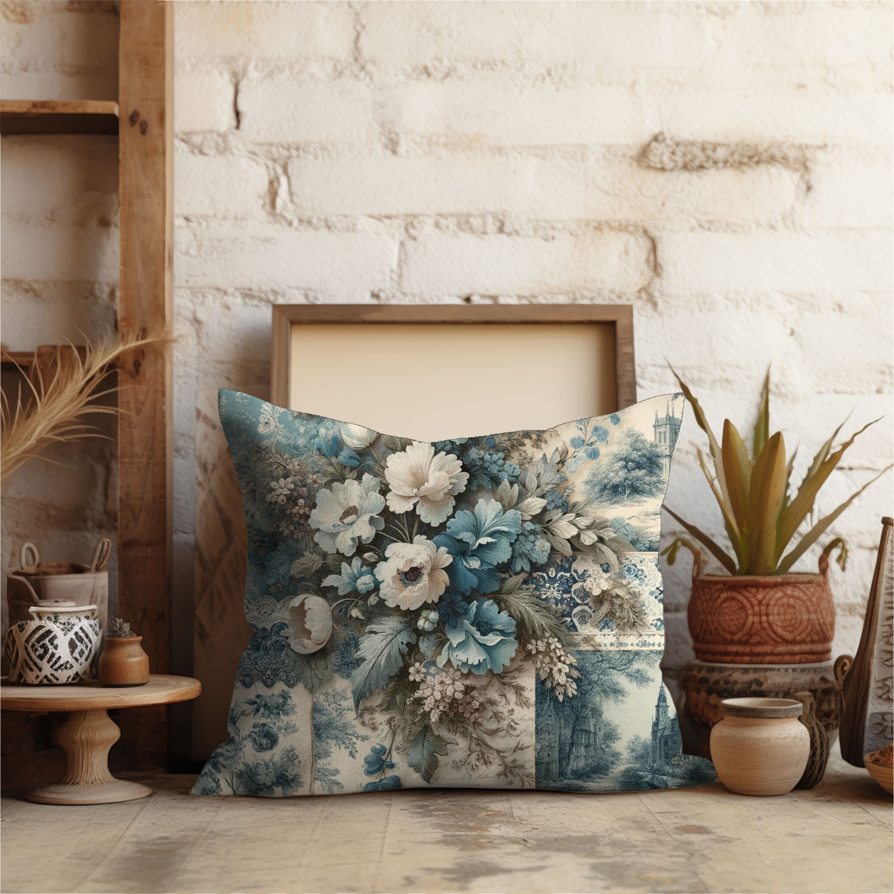 Floral Cottagecore Throw Pillow for Readers, Accent Pillow for Couch ...