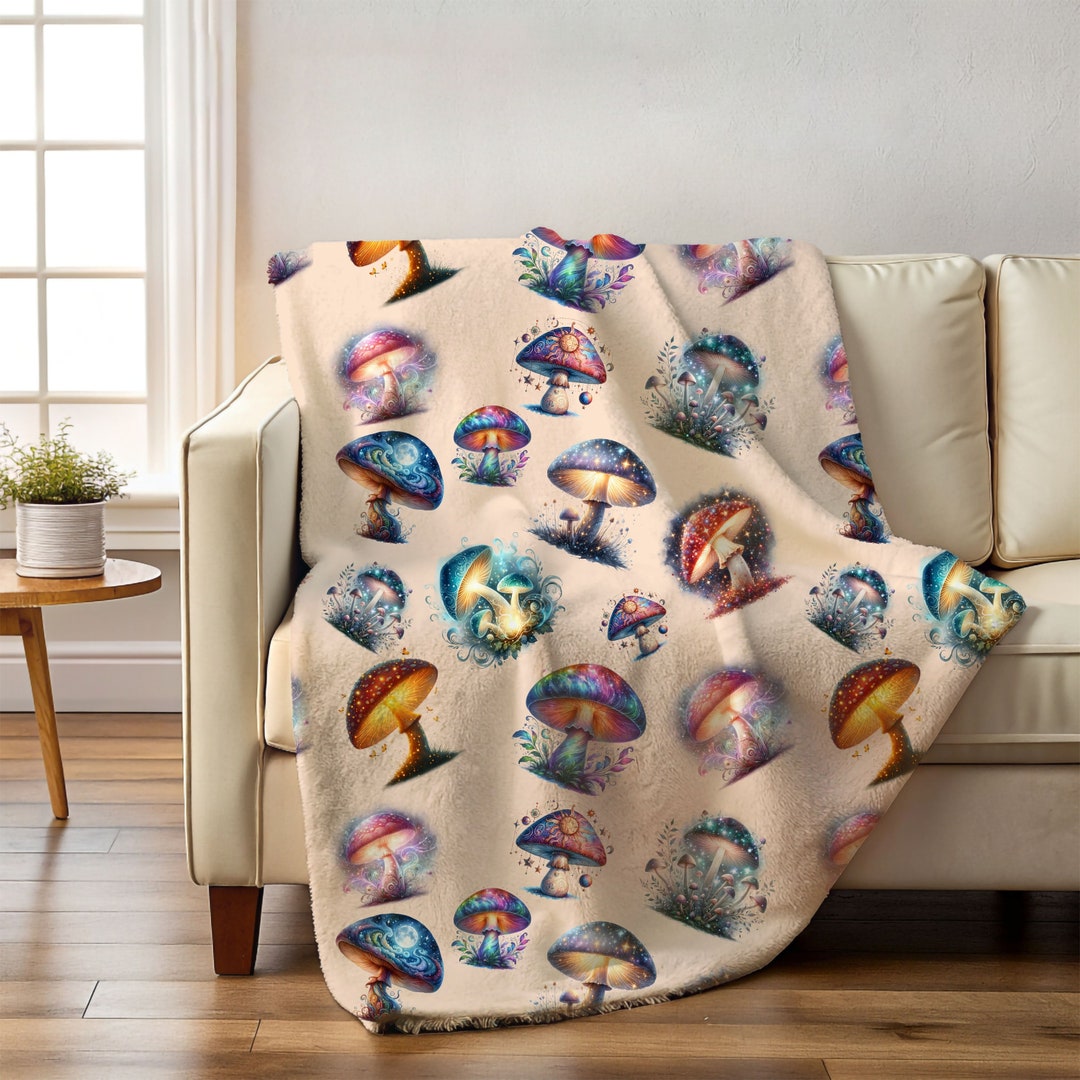Magic Mushroom Throw Blanket for Couch, Groovy Home Decor Throw, Hippie ...