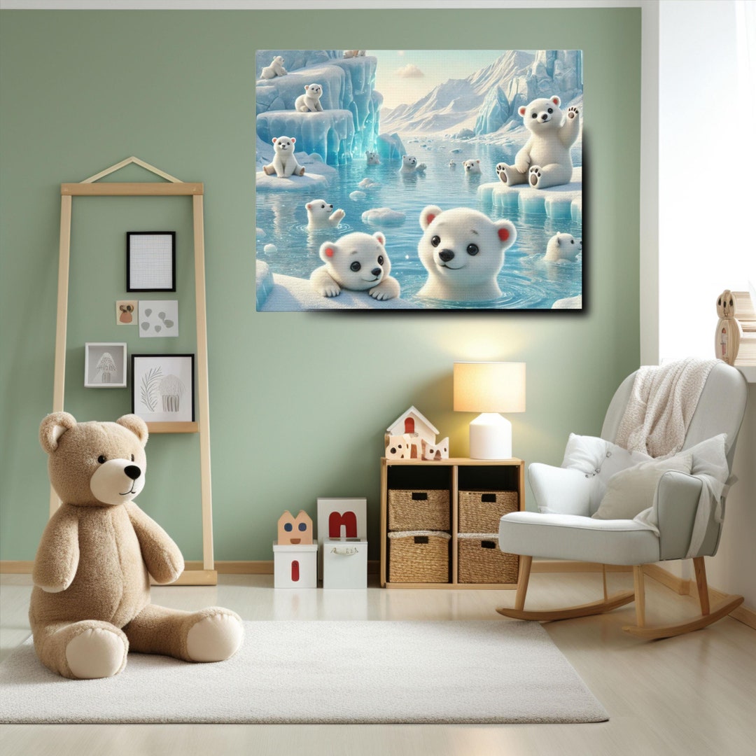 Children's Wall Decor, Baby Polar Bear, Cute Birthday Gifts for ...