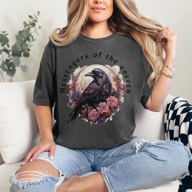 Raven Shirt Women, Goth Gifts for Her, Ravencore Crowcore Clothes, Plus ...