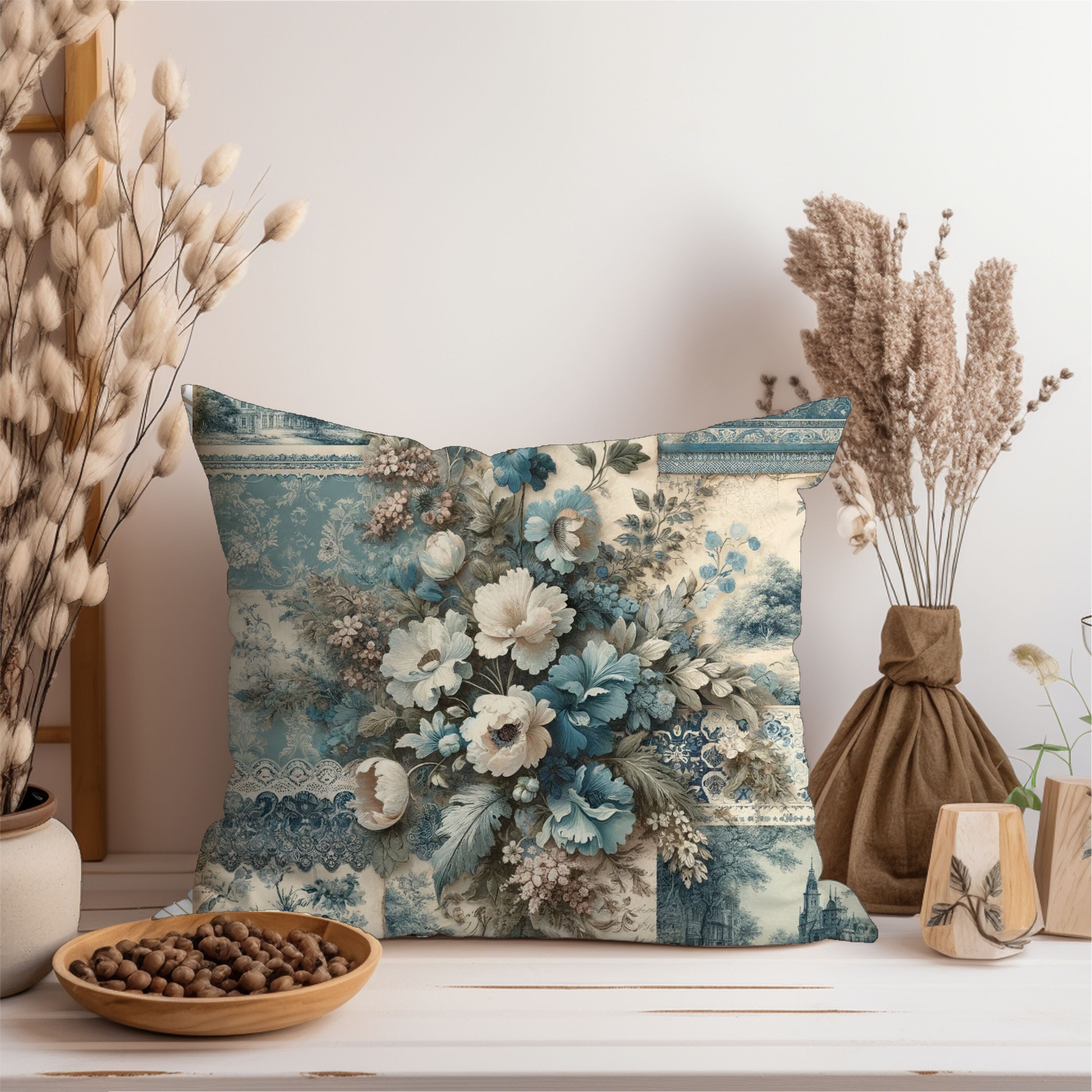 Floral Cottagecore Throw Pillow for Readers, Accent Pillow for Couch ...