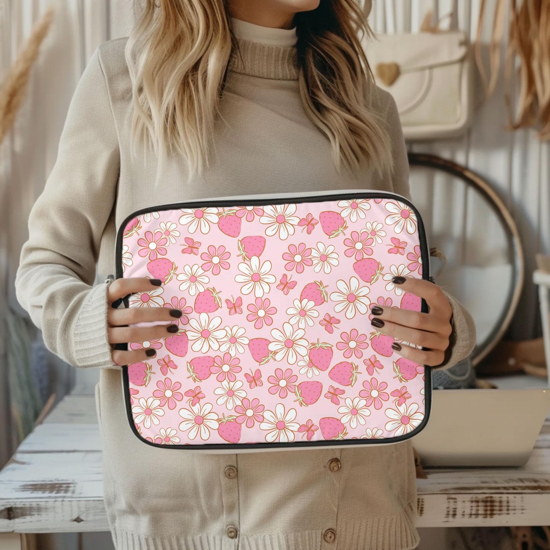Pink Strawberry Laptop Sleeve 13 Inch Cute Laptop Case for MacBook Air ...