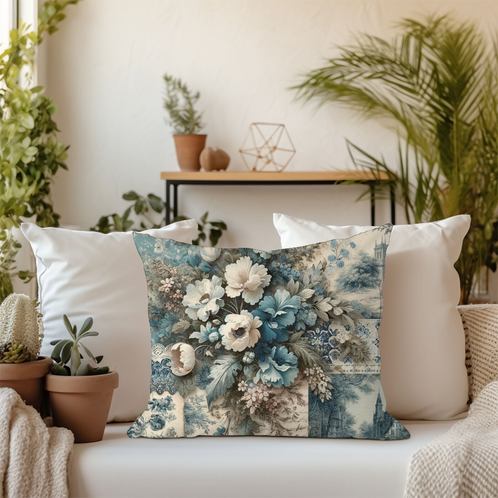 Floral Cottagecore Throw Pillow for Readers, Accent Pillow for Couch ...