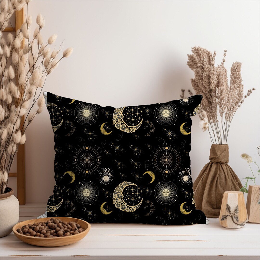 Crescent Moon Throw Pillow for Couch, Celestial Decor, Witchy Gifts for ...