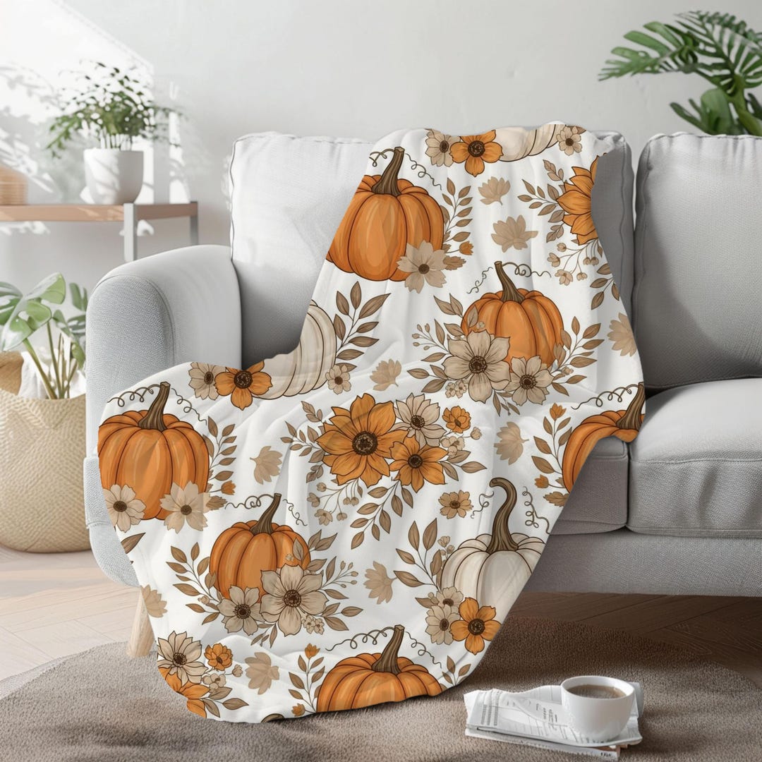 Cozy Fall Throw Blanket Autumn Decor Pumpkin Blanket, Sofa Blanket ...