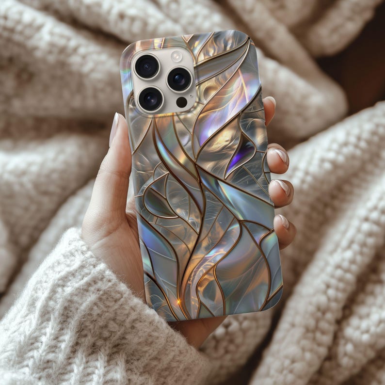 Pastel Rainbow Iridescent Stained Glass iPhone Case 17 16 15 14 13 12 ...