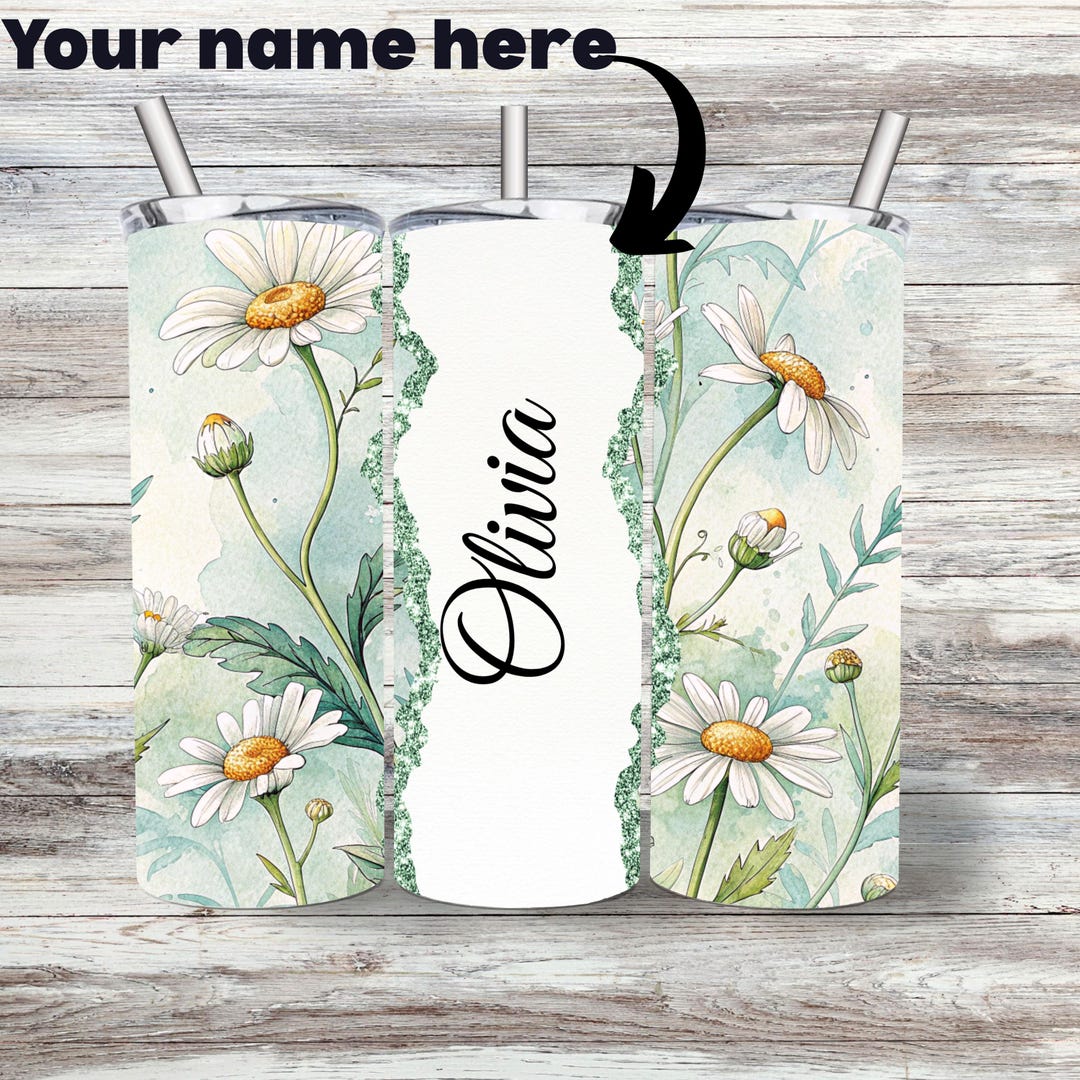 Personalized Name Tumble , Custom 20 Oz Skinny Tumbler, Floral Tumbler ...