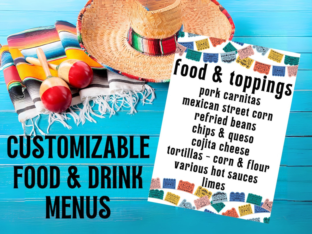 Fiesta Themed Menus, Digital Download, Digital File Menu, Boy Birthday ...