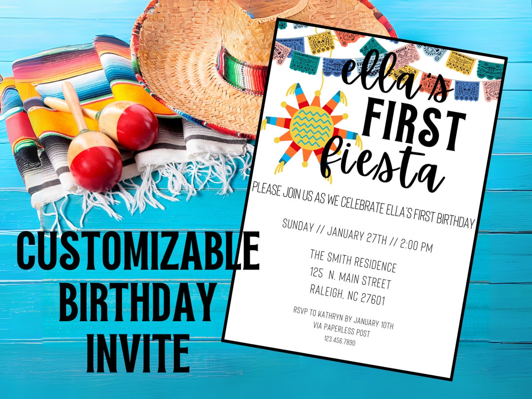 First Fiesta Birthday Invite, Digital Download, Digital File Invite ...