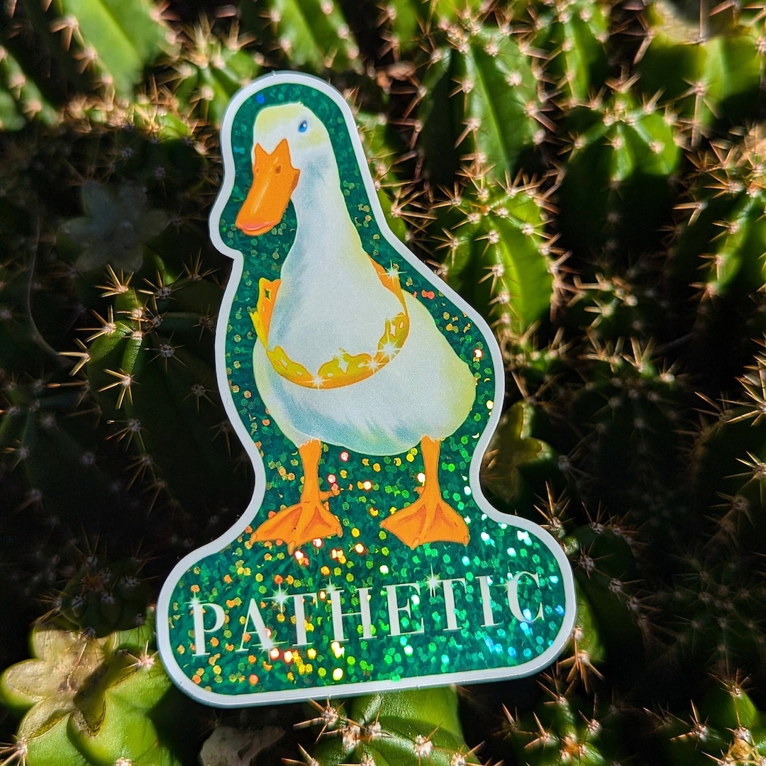 Holographic Glitter Duck Sticker 'pathetic' - Etsy