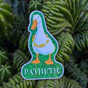 Holographic Glitter Duck Sticker 'pathetic' - Etsy